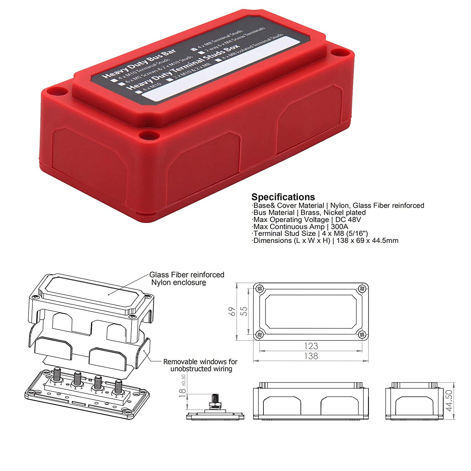 Mua Jamgoer 300A Bus Bar 12V Waterproof Marine Bus Bar Heavy Duty ...