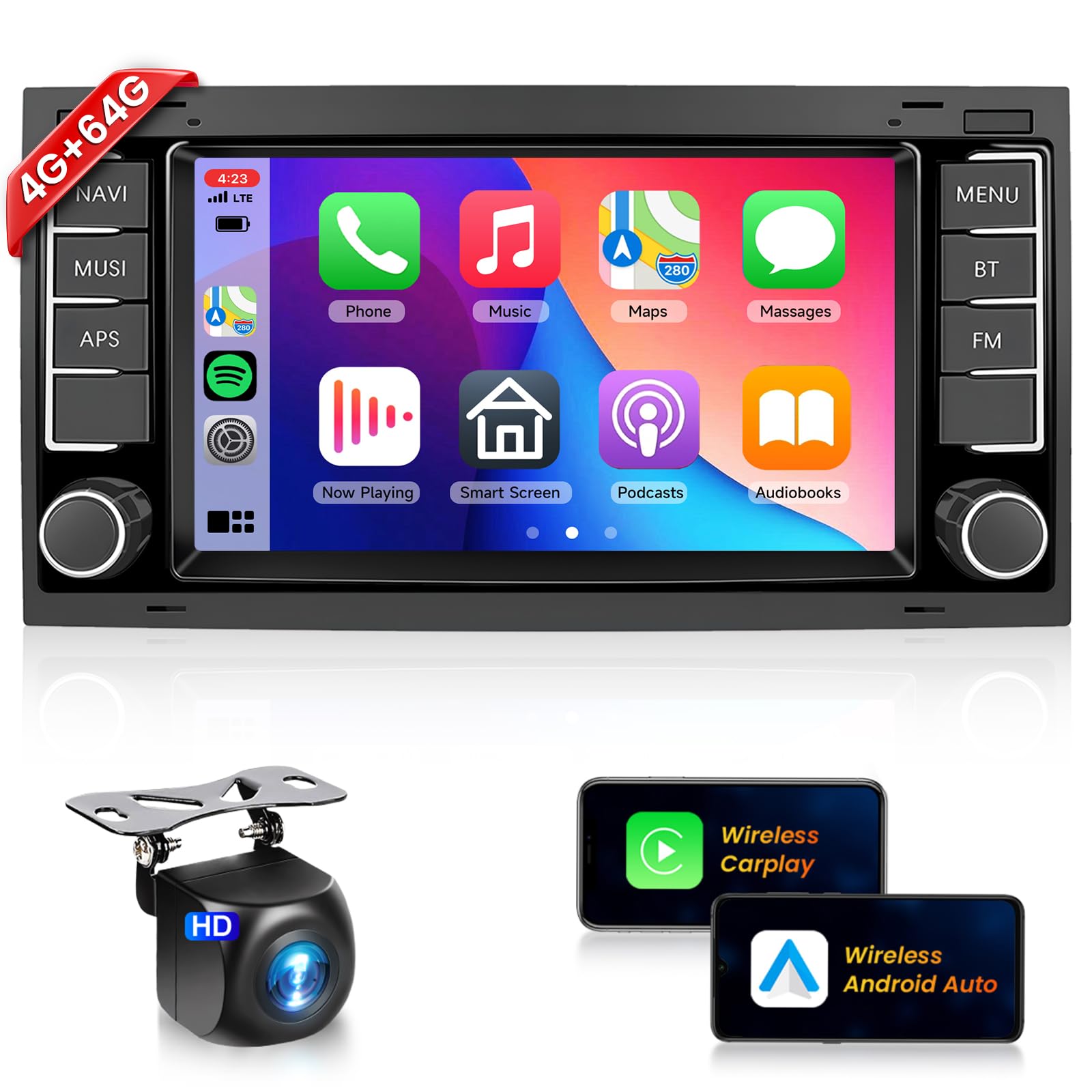 Upgrade 4G+64G Radio for VW Touareg 2004-2011 & VW T5 T6 Multivan 2004-2009 Car Stereo with ...