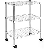 AmazonBasics 5-Shelf Shelving Unit on Wheels - Chrome: Amazon.co.uk ...