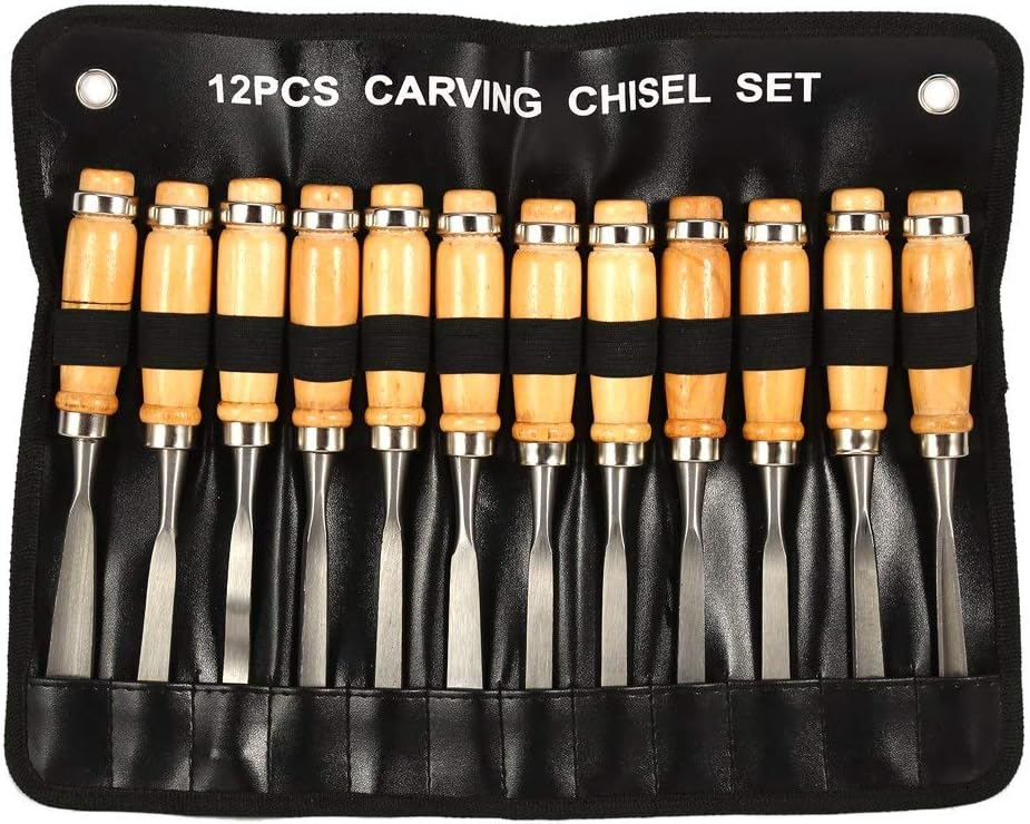 Carving Tools, 12Pcs Wood Hand Chisels Multipurpose Professional Wood ...