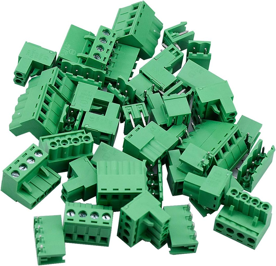 cococity 22 Pairs 5.08 mm 2 Pin/4 Pin Plug-in PCB Screw Terminal Block ...