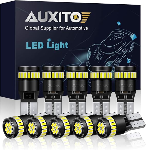 AUXITO 194 LED Light Bulb 6000K White Super Bright 168 2825 W5W T10 Wedge 24-SMD 3014 Chipsets ...