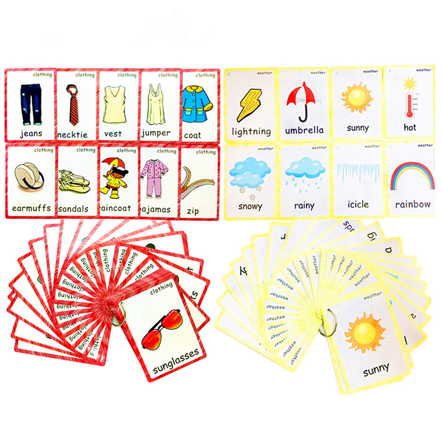 Mua Set of Clothing and Weather Flash Cards for Toddlers | Kids ...