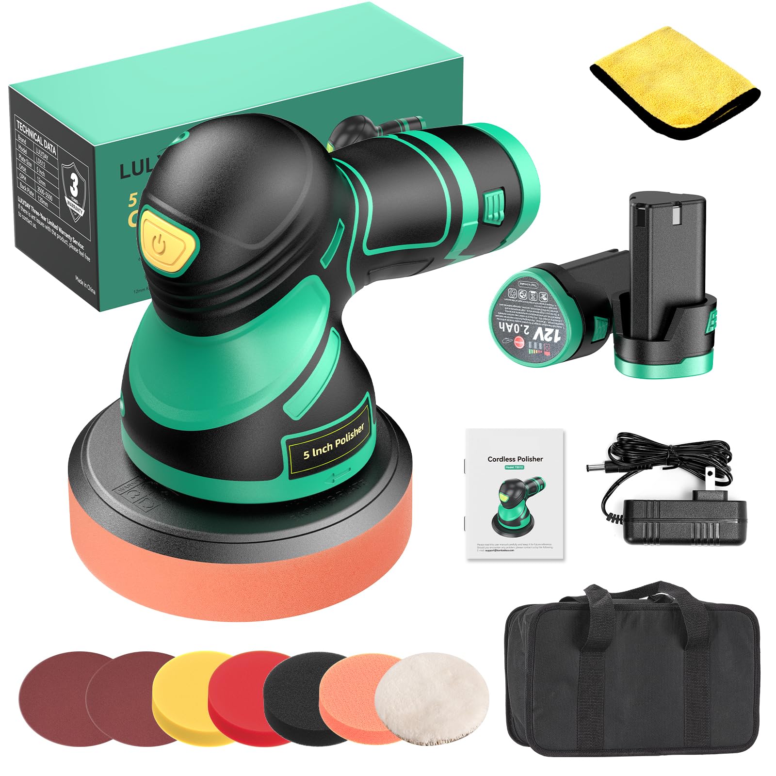 Mua Cordless Buffer Polisher - 5 inch Car Buffer Polisher with 12mm ...