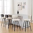 Amazon.com: Bekrvio Swivel Counter Height Bar Stools Set of 4, Upholstered Faux Leather ...