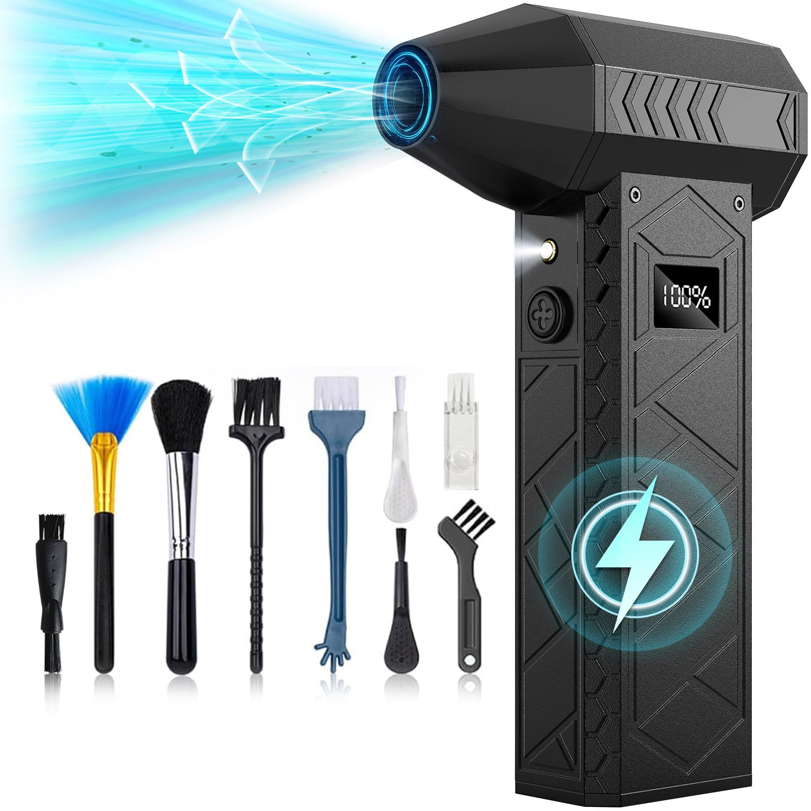 DEGGE 10000mAh Compressed Air Duster, 180000RPM Electric Air Duster ...