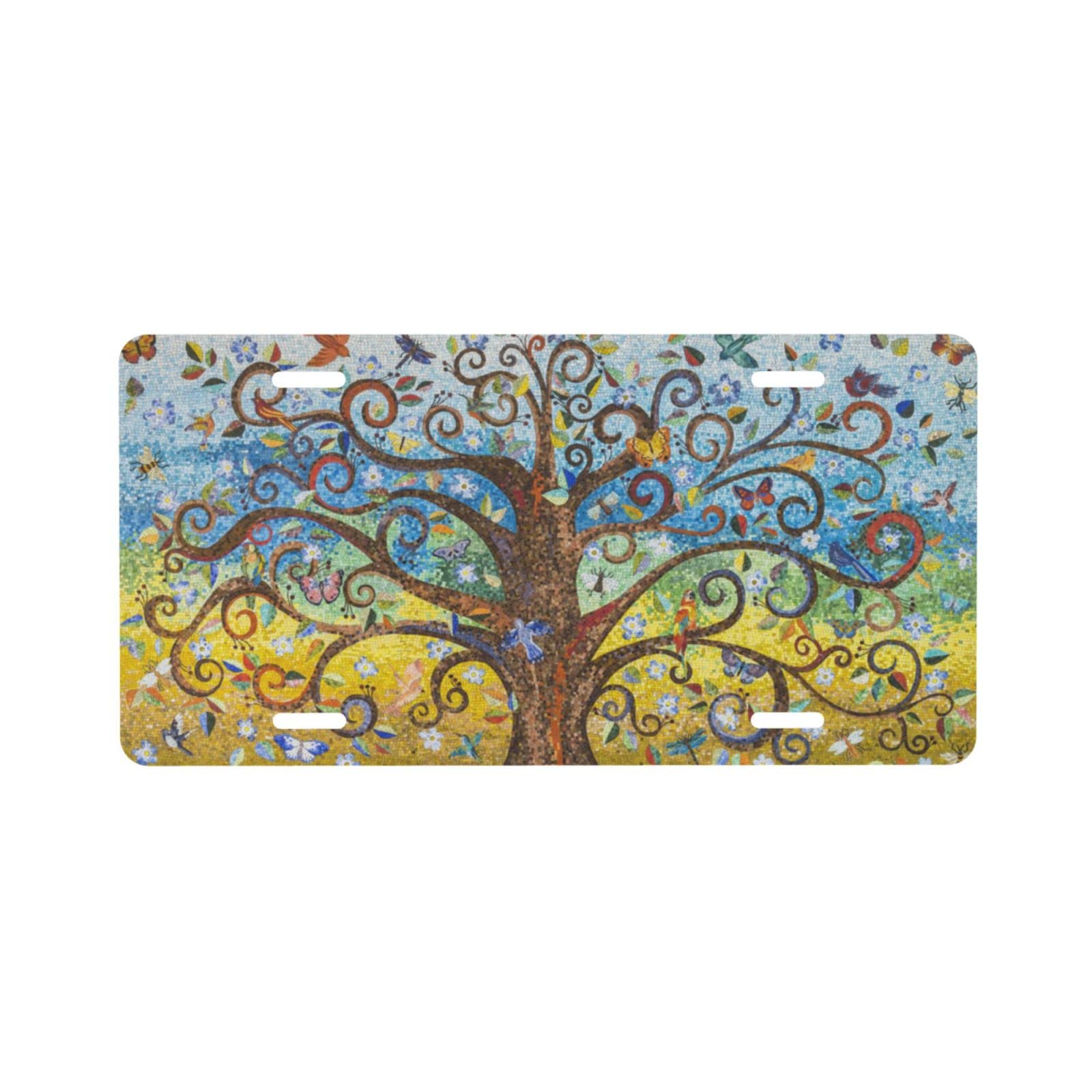 DAIWUGOU Tree of Life Mosaic Stylish Stained Glass License Plate ...