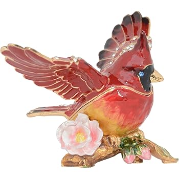 Amazon.com: Newest Bird Trinket Box Bejeweled Figurine Sparrow Bird ...