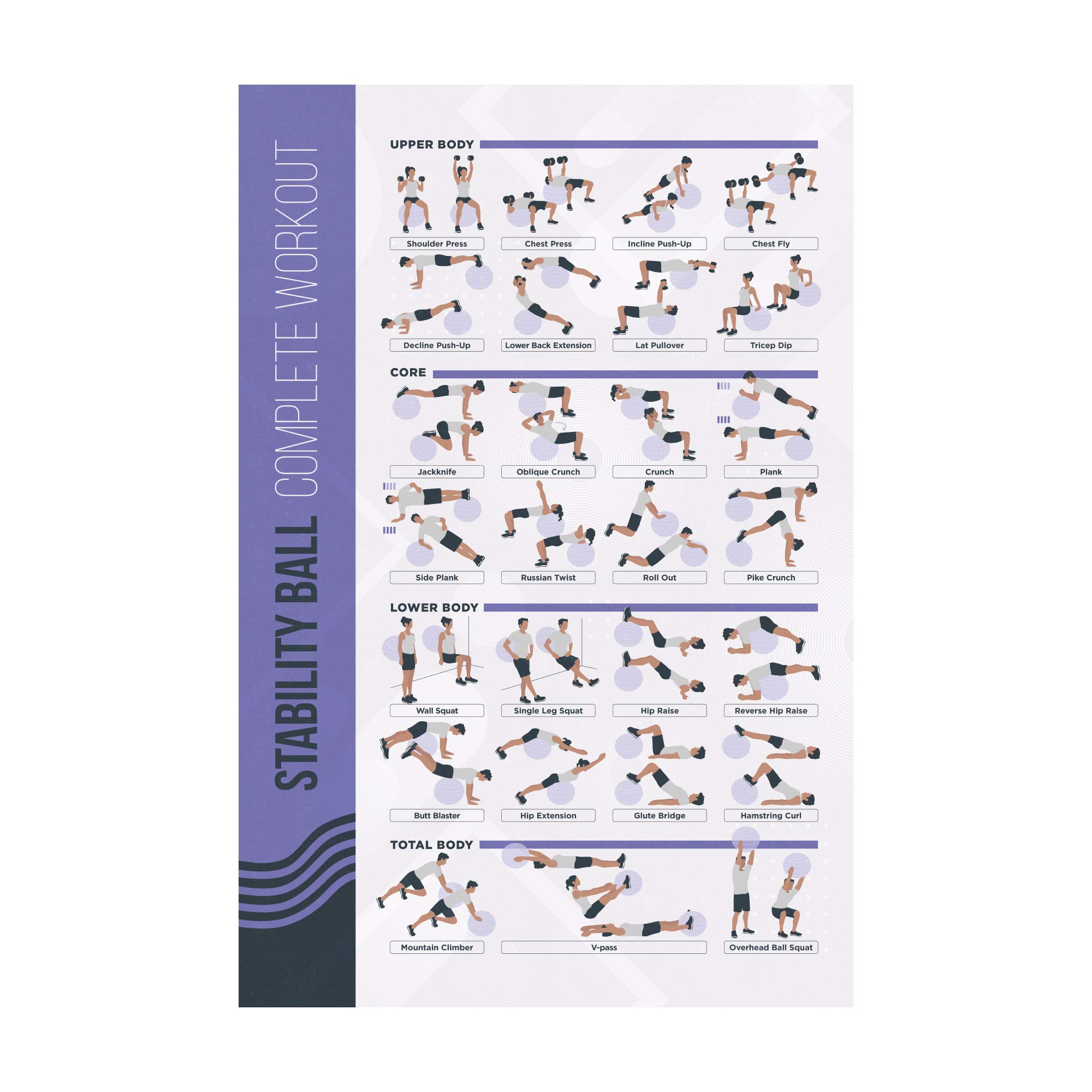 Buy FitMate Stability Ball Workout Exercise Poster Workout Routine Buy FitMate Stability Ball Workout Exercise Poster Workout Routine