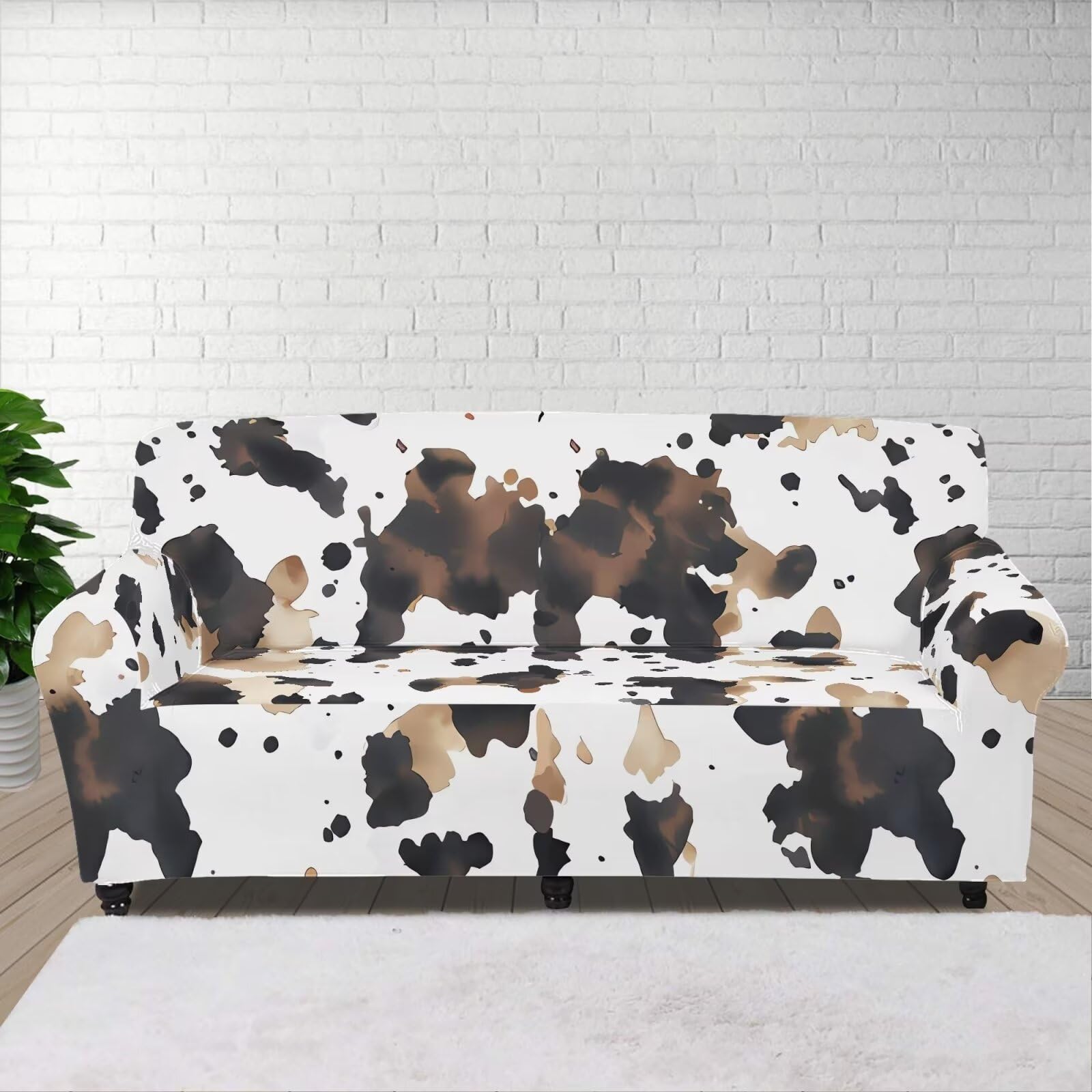 Wanzuoeng Cow Print Sofa Protector, Kid Pet Couch Cover Skin Friendly ...