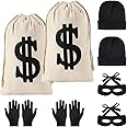 Amazon.com: YAROMO 8 Pieces Robber Costume Set, Include Canvas Dollar ...