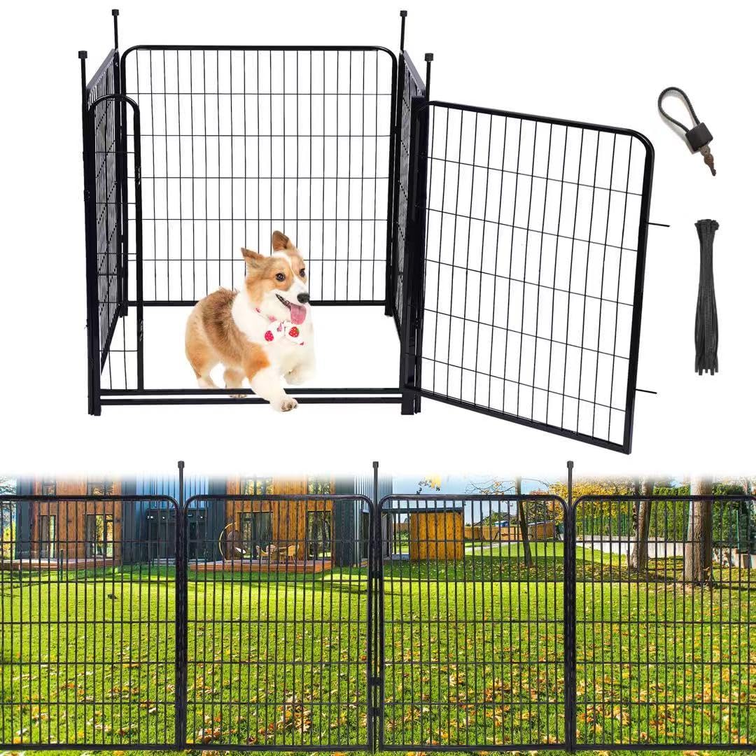 Getlay Tall Garden Fence,Wide Gate Low Threshold Fence for Garden, 36in ...