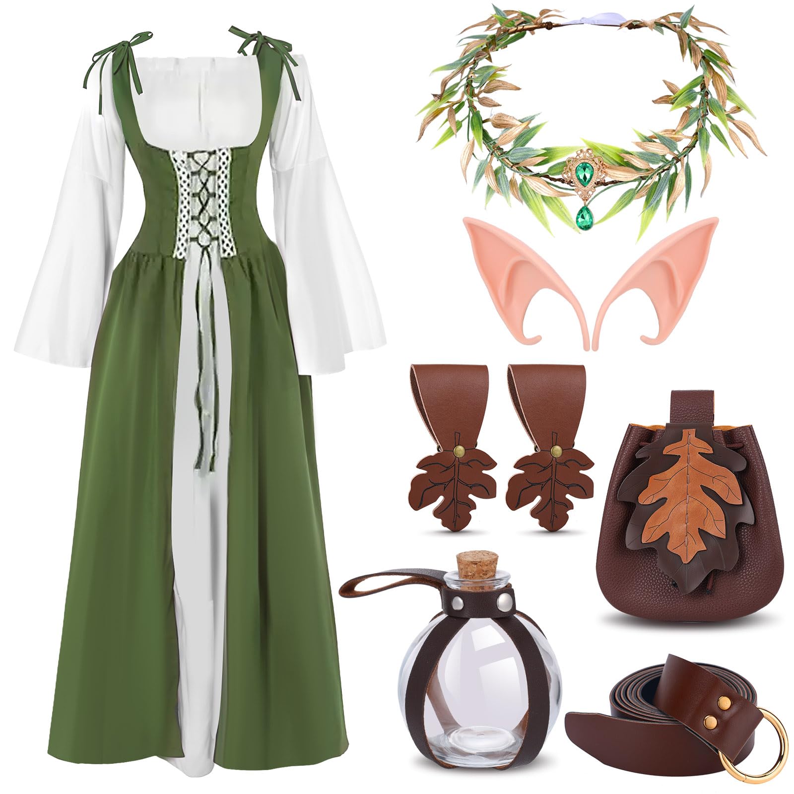 AOKISK 7cs Renaissance Costume Women-4 Minute Quick Ren Faire Costume ...
