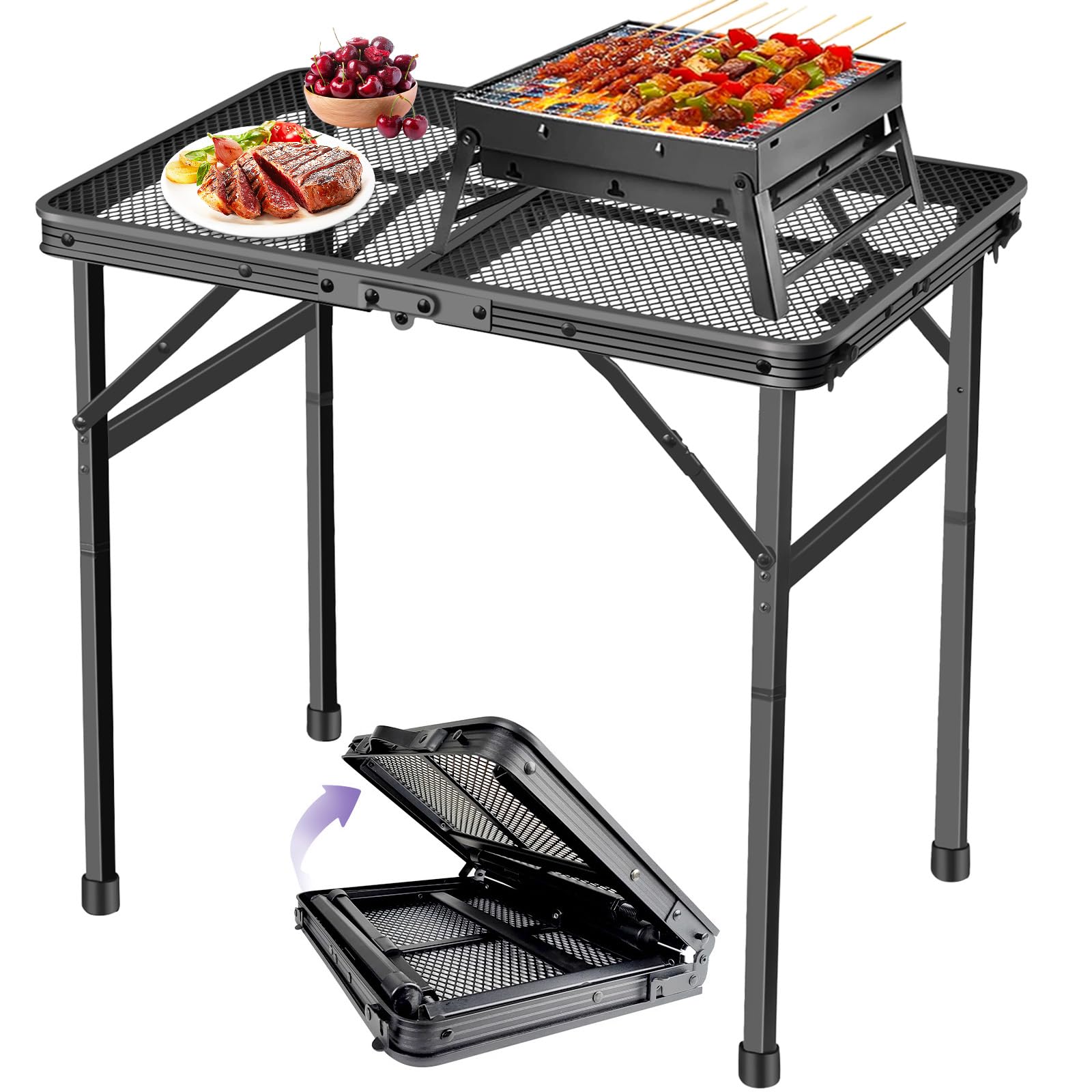 BRIAN & DANY Camping Table Folding Grill Table, Small Foldable Table ...