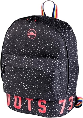 Roots Backpack with Large Main Compartment, Black White Dots Multi ...