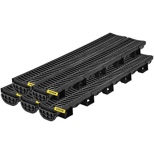 VEVOR Trench Drain System, Channel Drain with Plastic Grate, 5.7x3.1 ...