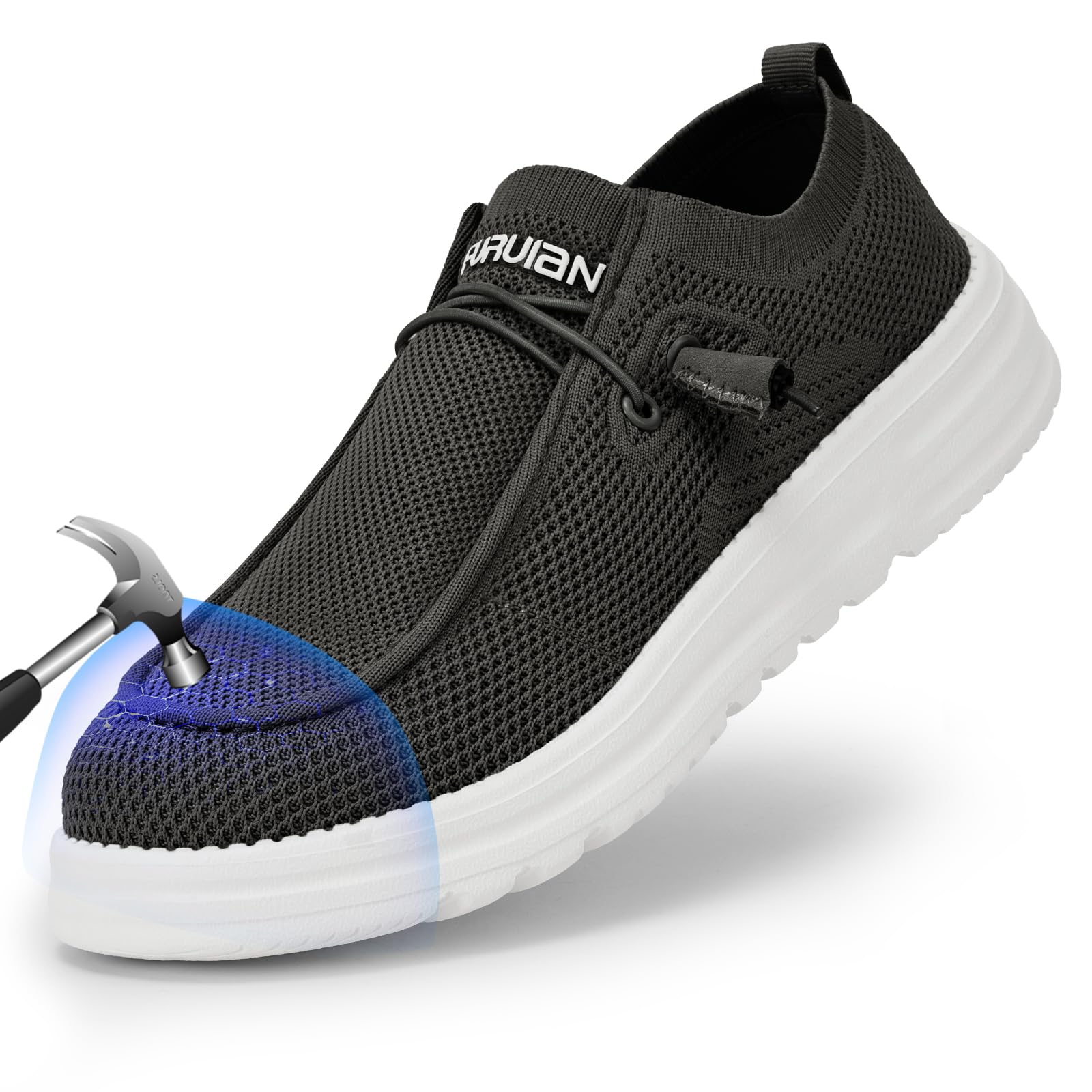 Furuian Slip On Steel Toe Shoes for Men Safety Steel Toe Loafers ...