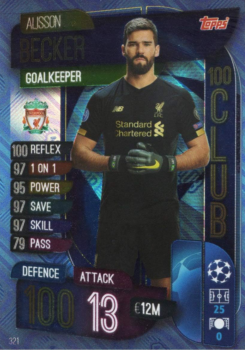 MATCH ATTAX 19/20 ALISSON BECKER 100 CLUB TRADING CARD - LIVERPOOL ...