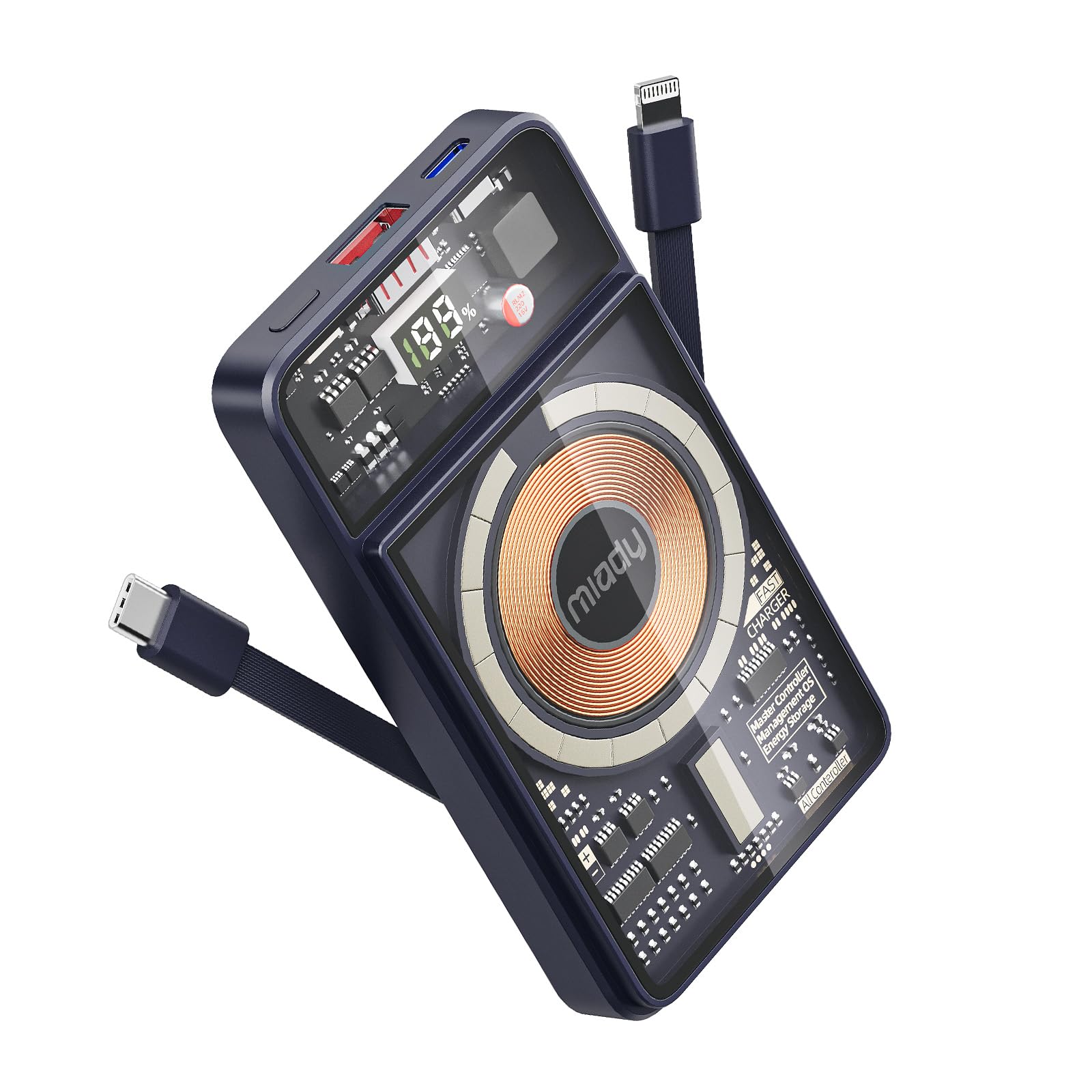 Miady Magnetic Battery Pack 10000mAh, PD 20W USB-C Fast Charging Power ...