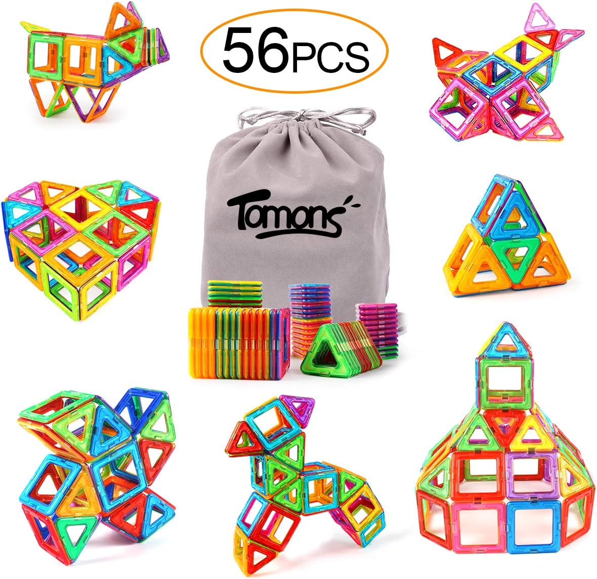 Tomons Magnetic Building Blocks Magnetic Tiles for Kids, Magnetic ...