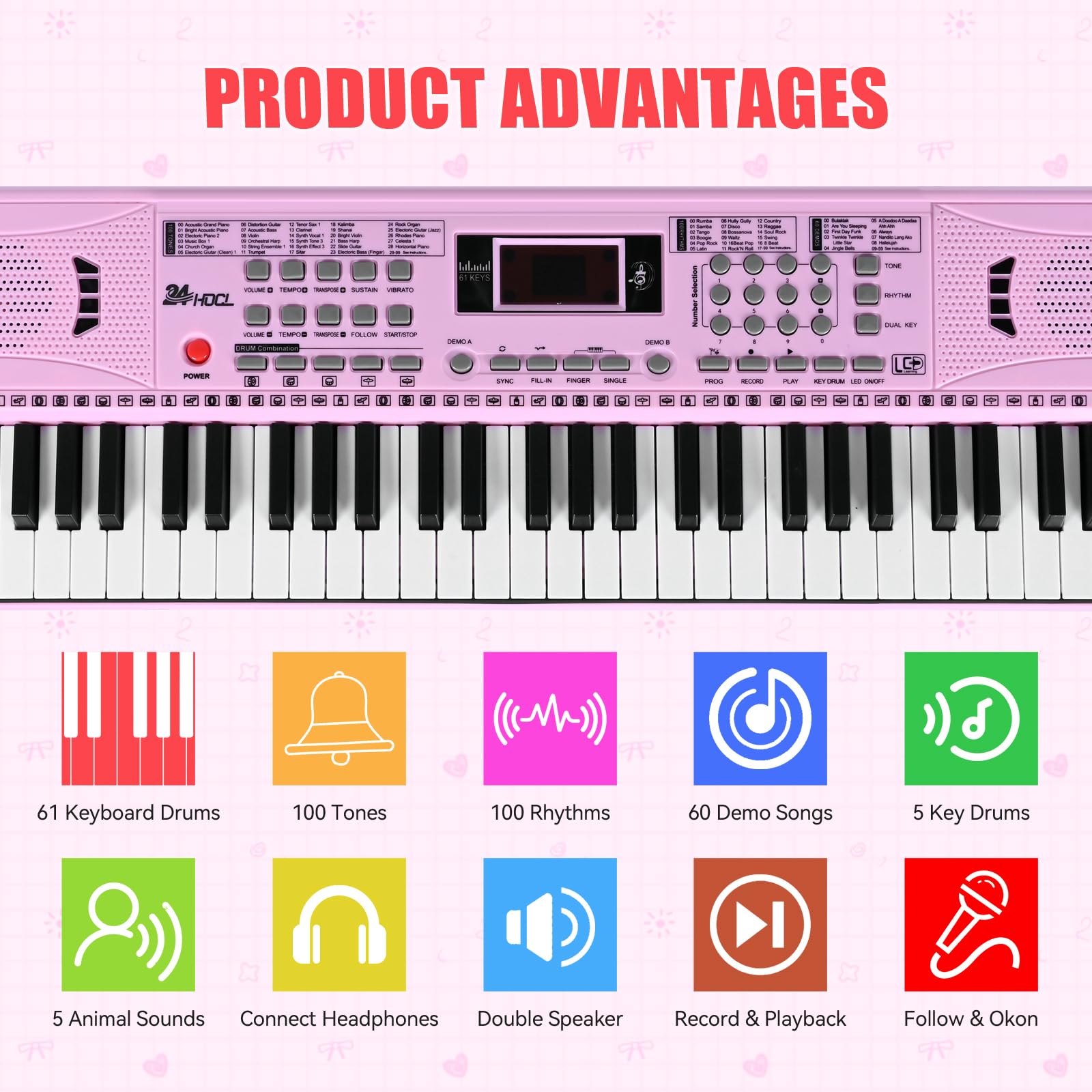 Mua Piano Keyboard for Kids Beginner, 61 Key Digital Keyboard Piano Set ...