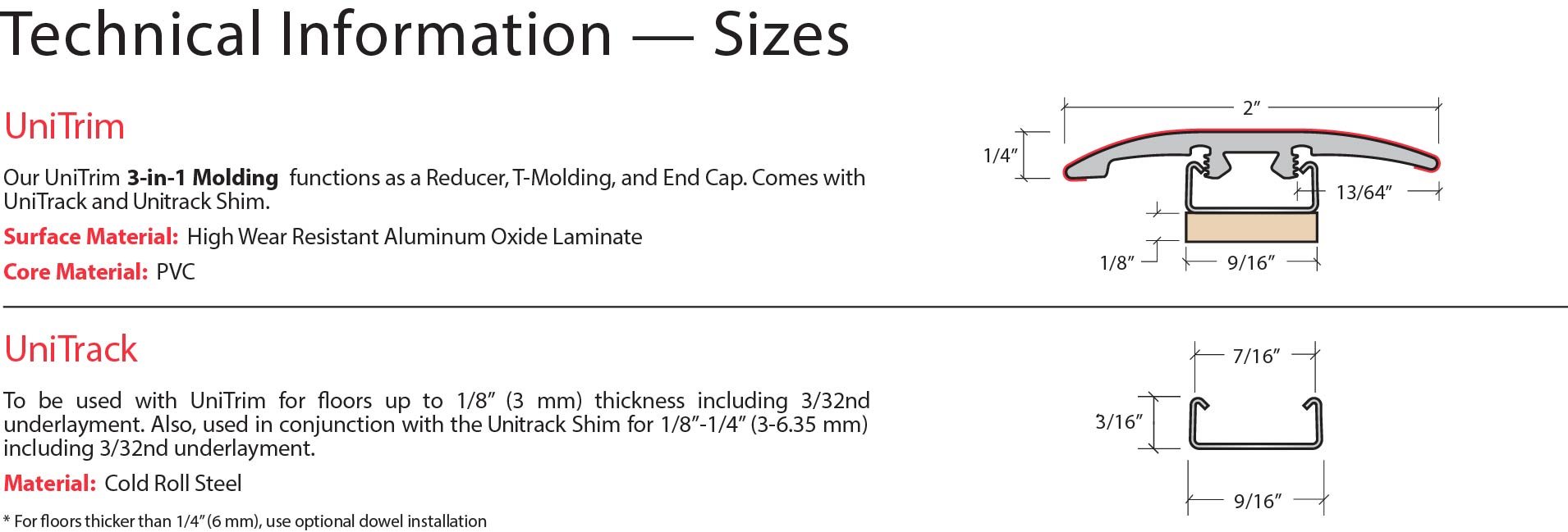 3-in-1 UniTrim 2" Wide X 94" Long Waterproof Floor Molding For Laminate ...