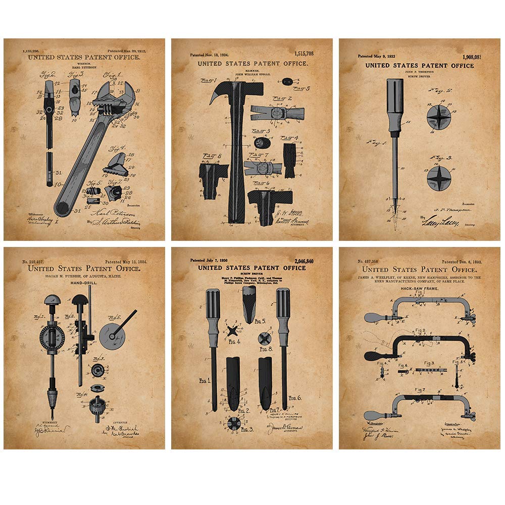 Amazon.com: Carpenter's Tools Patent Prints Set of 6 Invention Patent ...