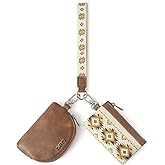 Amazon.com: CLUCI Dual Pouch Wristlet Wallet Detachable Leather ...