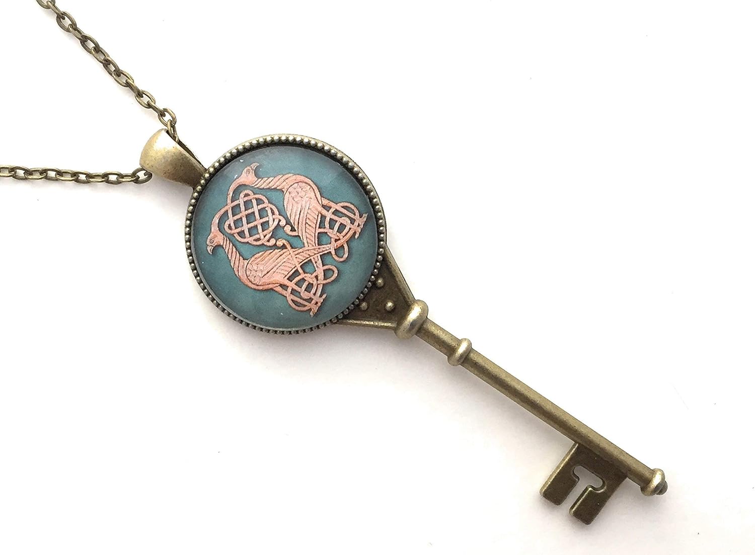 Amazon.com: Celtic Bird Brass Skeleton Key Necklace: Handmade