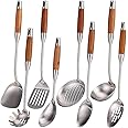 Amazon.com: Standcn 304 Stainless Steel Kitchen Utensils Set with Wood Handle, 8 PCS Metal ...