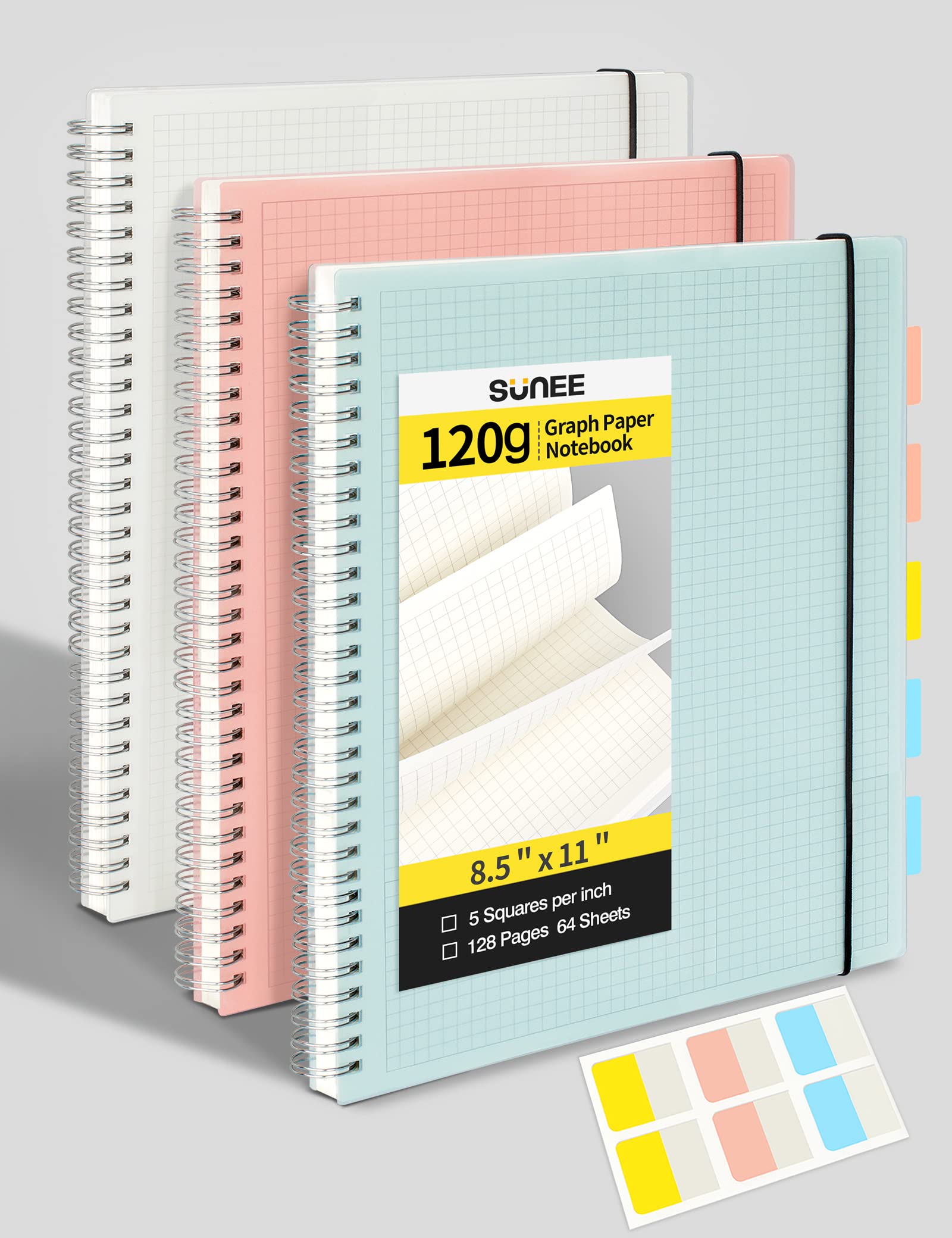 Mua Graph Paper Notebook - 3 Pack Large Spiral Grid Notebook, 8.5" x 11 ...