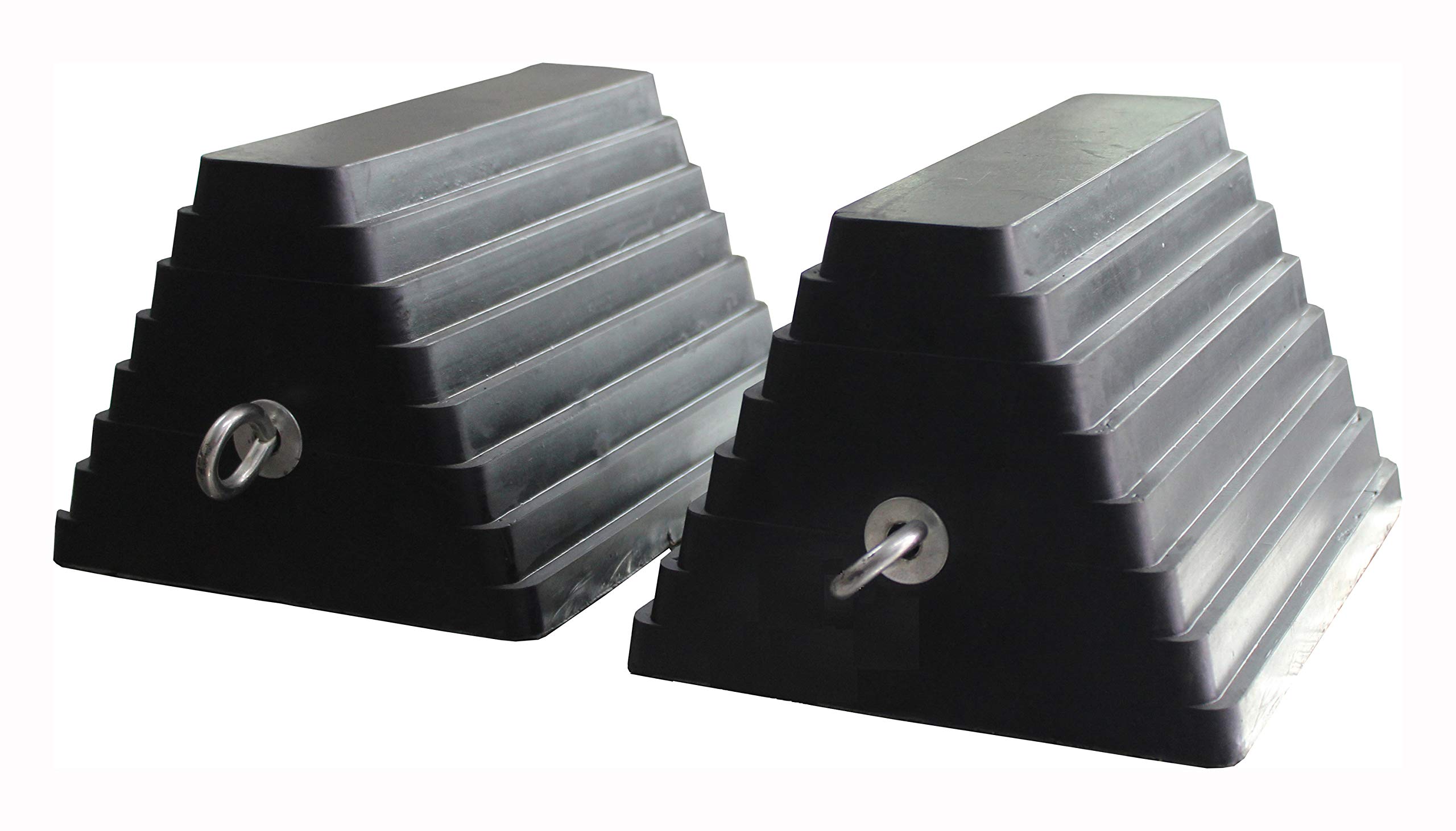 80681 2 Pack Solid Rubber Heavy Duty Wheel Chock with Eyebolt,1 Pair ...