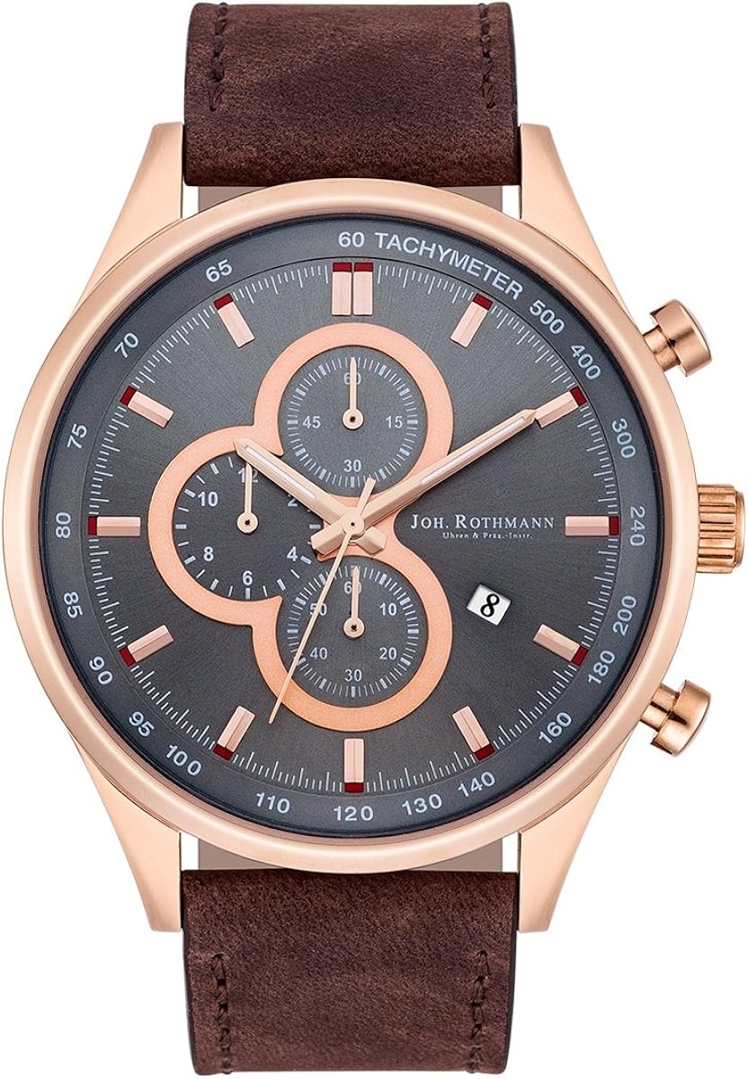 Joh. Rothmann Gandolf Herrenuhr Chronograph Edelstahl roségold/grau 5 ...