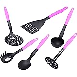 Funky Hot Pink 6 Piece Silicone Kitchen Utensils / Tools Set: Amazon.co ...