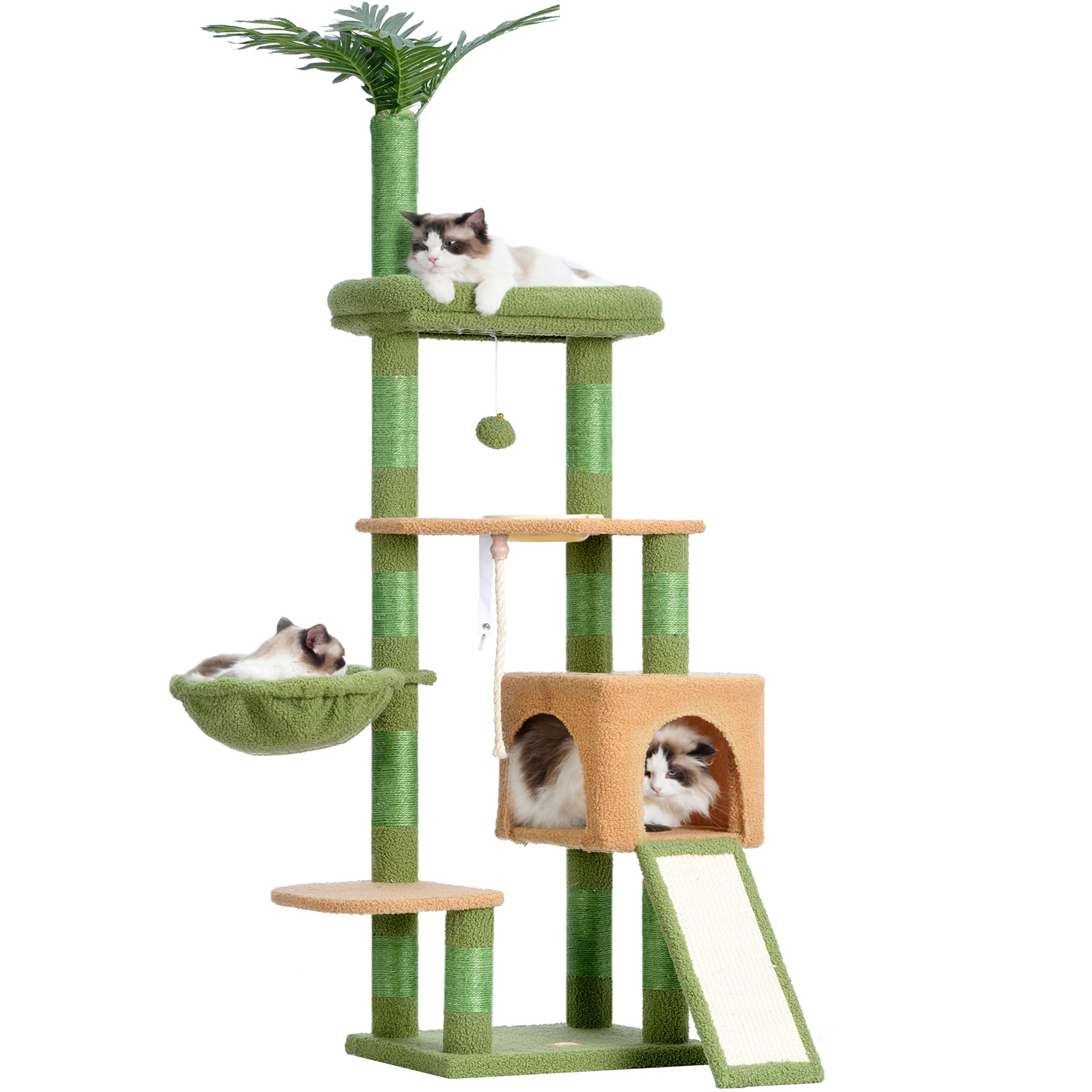 Heybly Cat Tree,Cat Tower for Indoor Cats, 65.4 inches Cat Condo with ...