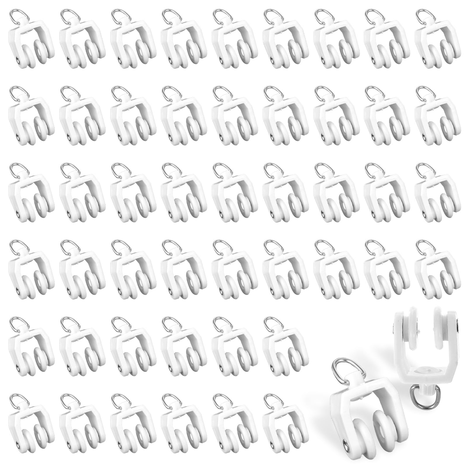 Giantree 50PCS Curtain Track Rollers, Ceiling Curtain Track Hooks ...