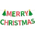 Amazon.com: Merry Christmas Party Banner, Glitter Red and Green Letter ...