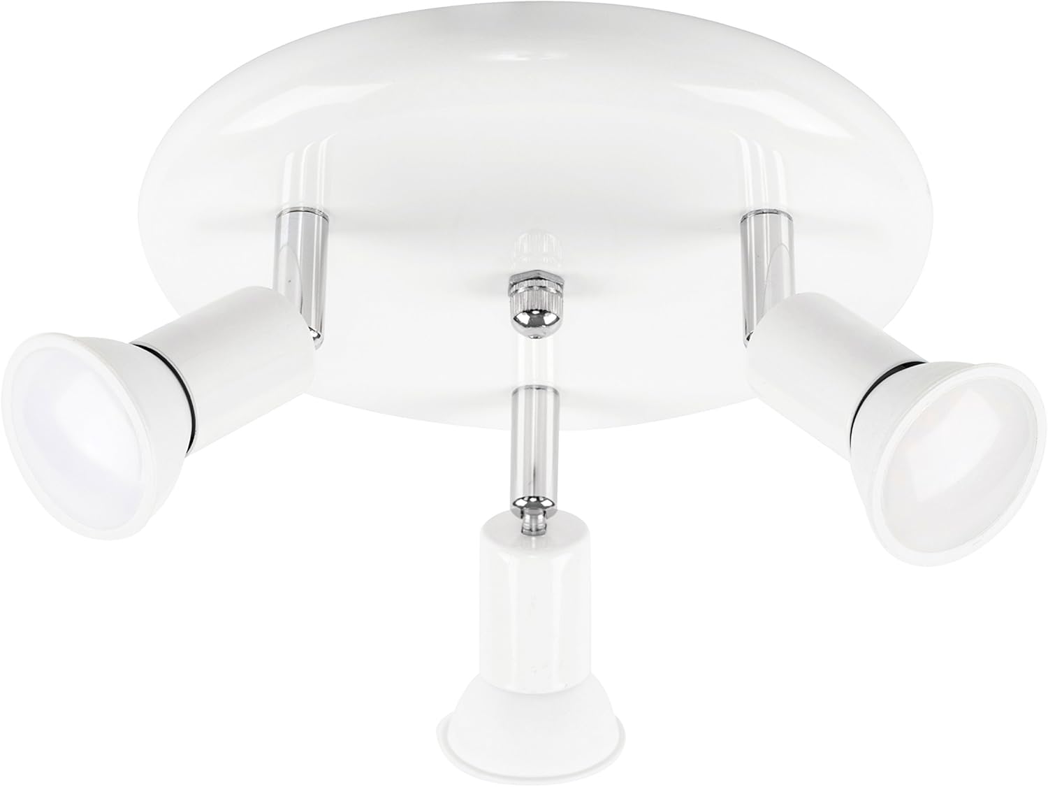 MiniSun – Modern Gloss White & Chrome 3 Way GU10 Ceiling Spotlight ...