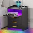 Amazon.com: Gurexl RGB Night Stand with Wireless Charging Station and ...
