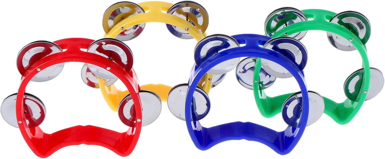 Olgaa 8 Pieces Tambourine with Bells Plastic Hand Bell Musical ...