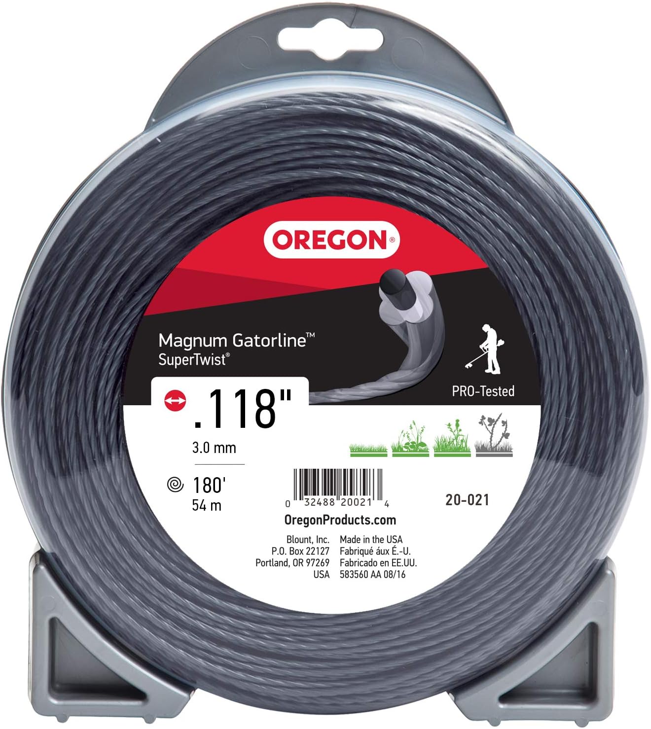 Oregon Magnum GATOR STRING TRIMMER LINE SQUARE 080 3 LB Spool