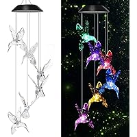 Hummingbird Solar Light, Epicgadget Solar Bird Wind Chime Color ...
