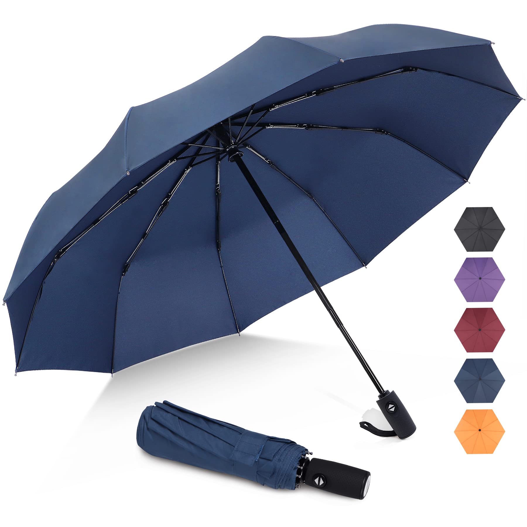 Travel Umbrella Compact - 10 Ribs Portable Collapsible Umbrellas for ...