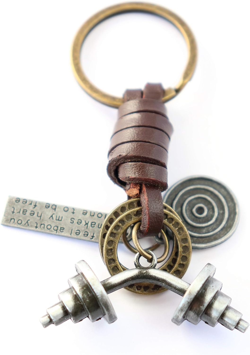 AuPra Fitness Gym Dumbbell Leather Men KeyRing Sport Gift Boyfriend ...