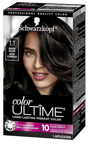 Schwarzkopf Color Ultime Hair Color, 1.1 Raven Black, 1 Application ...