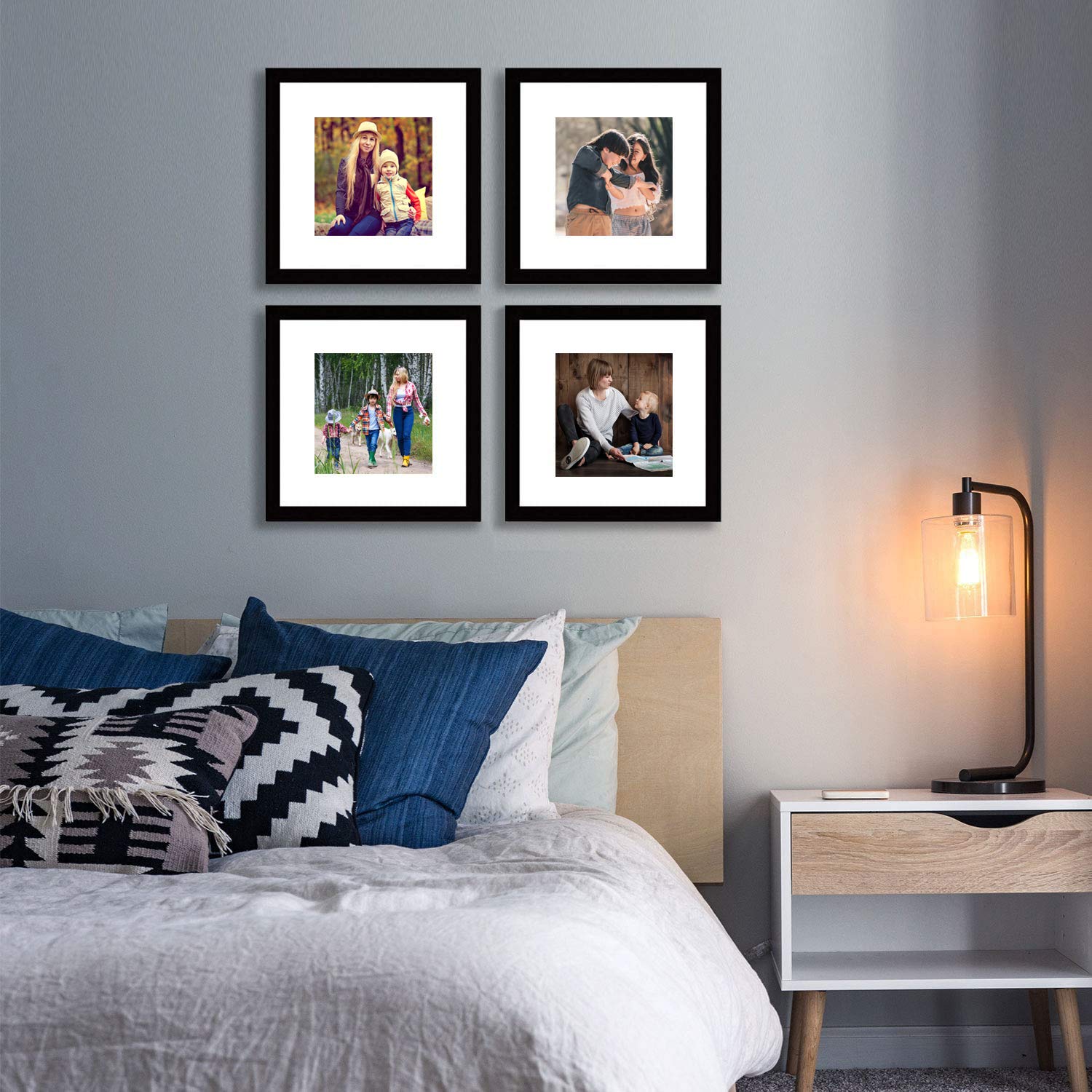 pojah 12x12 Black Picture Frame Set,Square Photo Frame with Mat Display ...