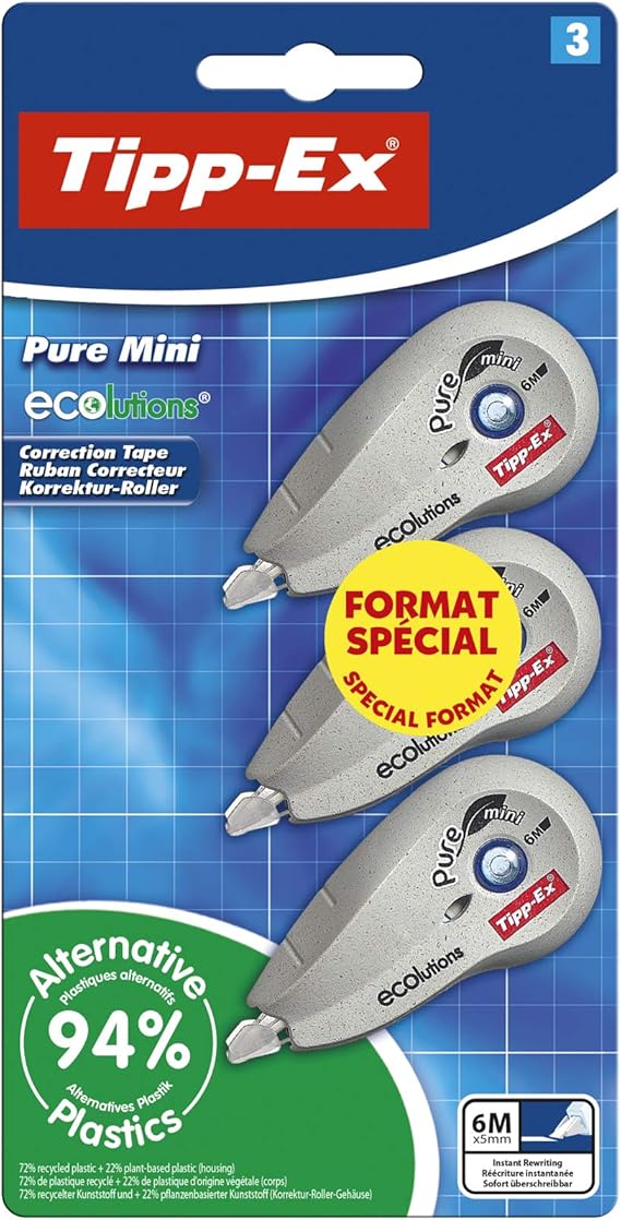 Tipp-Ex Pure Mini ECOlutions Rubans Correcteurs - 6 m x 5 mm, Blister ...