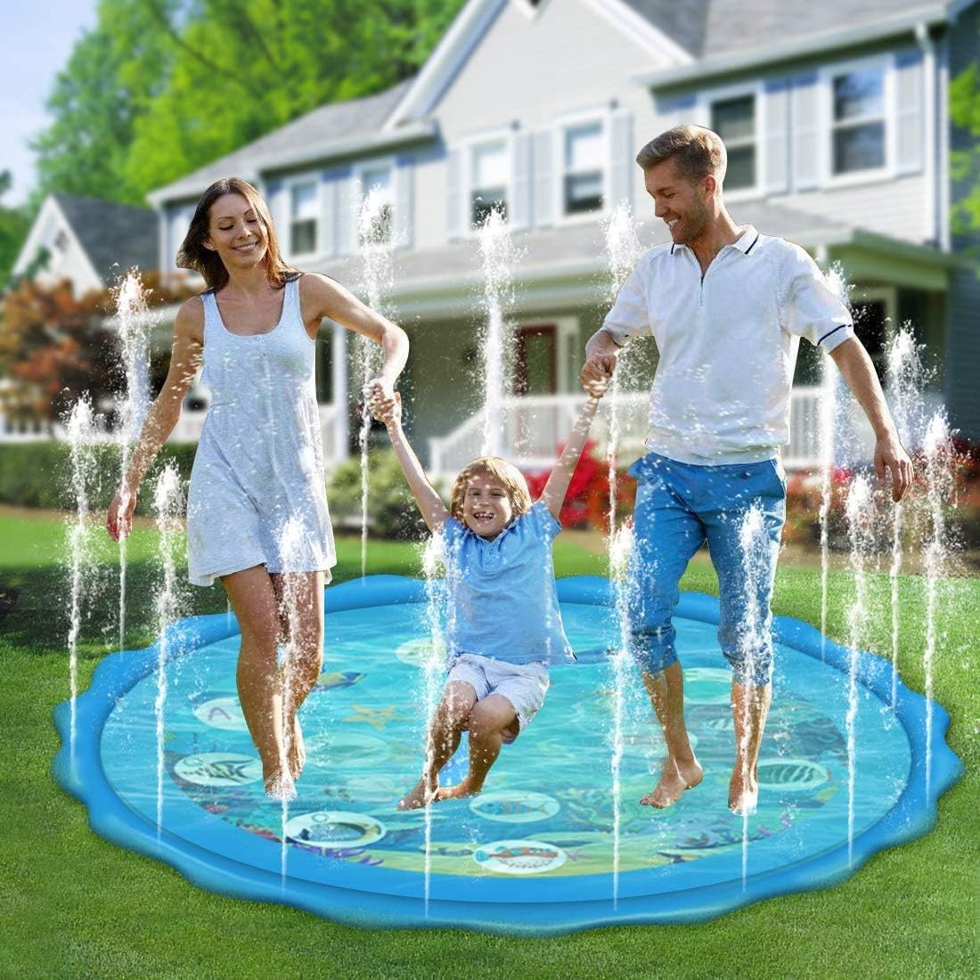 MHDYT Water Sprinkler for Kids, Large Splash Pad,Inflatable Water Mat ...