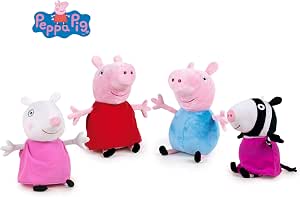 Peppa Pig - Pack 4 Peluches George+Peppa+Zöe Cebra+Suzy Oveja 7'48 ...