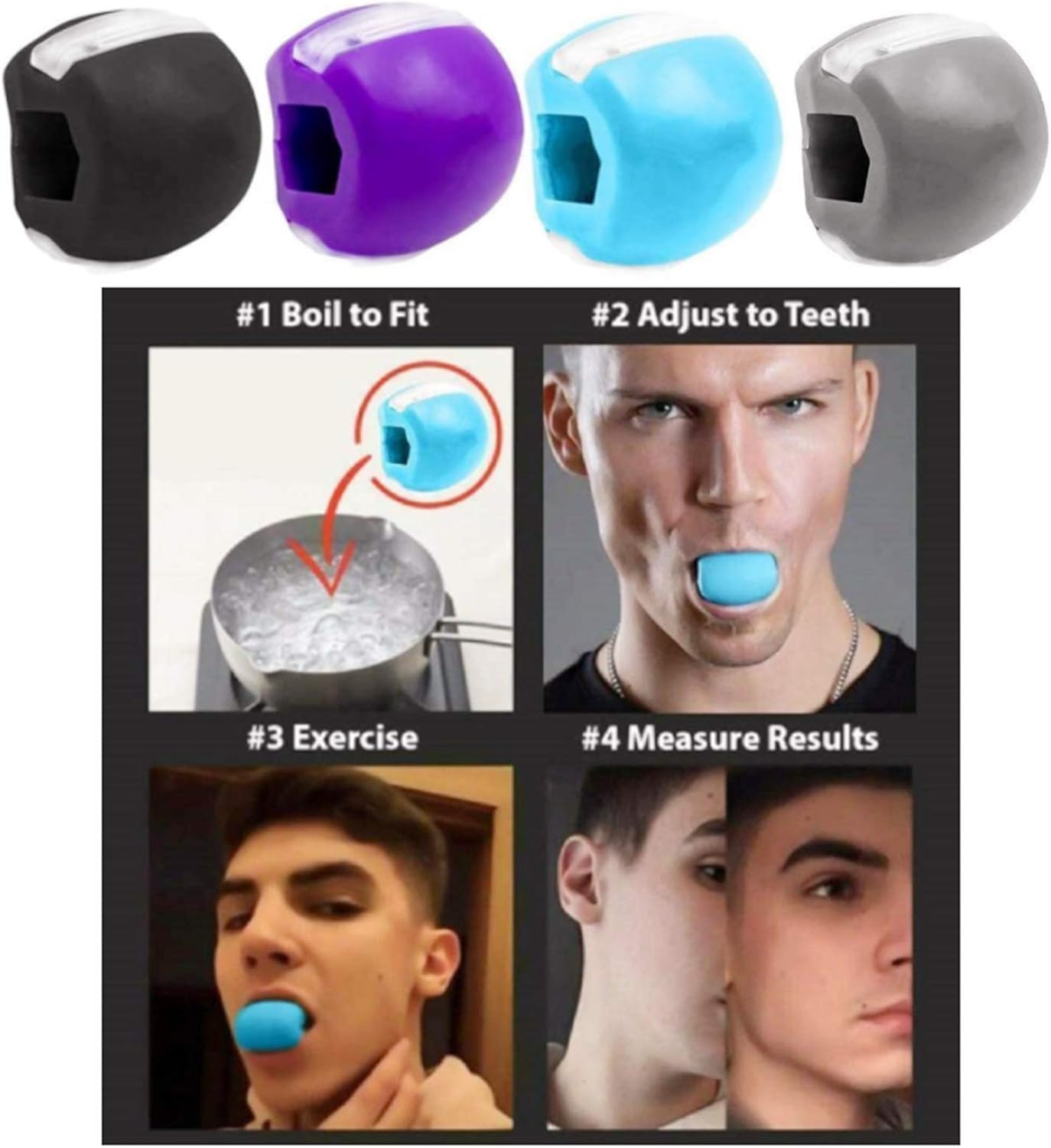 Jaw Exerciser Chew, Facial Jawline Fitness Ball Double Chin Exerciser ...
